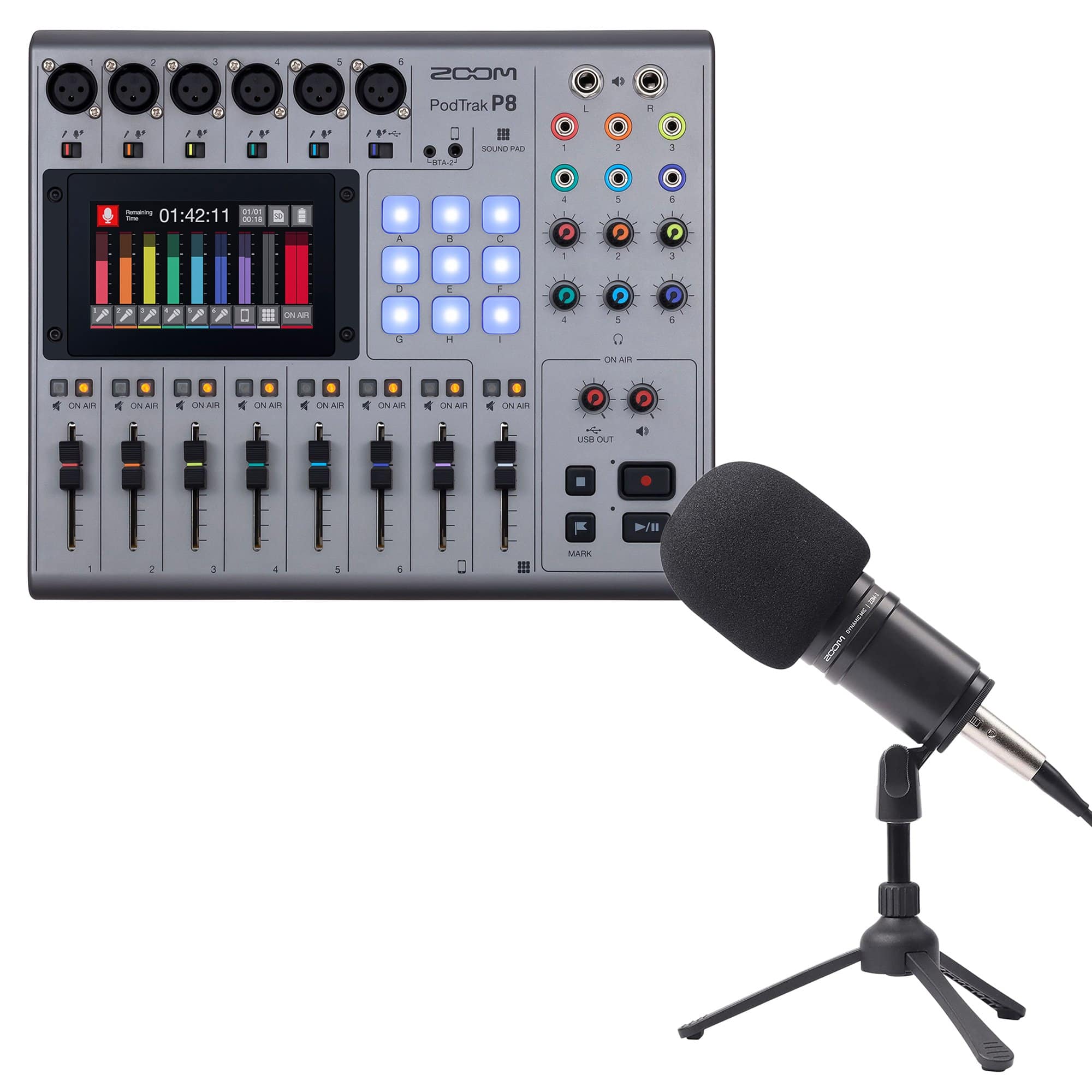 Zoom ZDM-1 Podcast Microphone Pack and Zoom PodTrak P8 8 Input Podcast ...